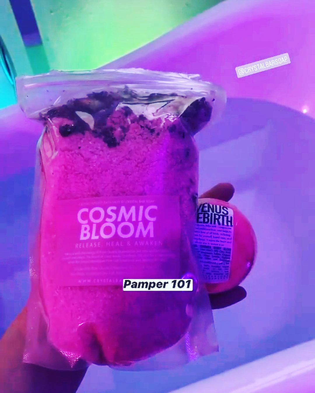 Venus Rebirth Bath Bomb with Rose Quartz | Crystal Bar Soap Studio